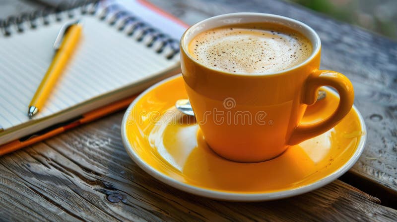 A Cup of Coffee beside a Notepad, Ready for Inspiration, Ai Generated ...