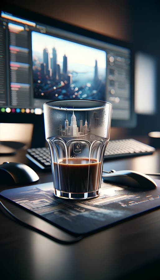 A Cup of Coffee at the Office Stock Illustration - Illustration of ...