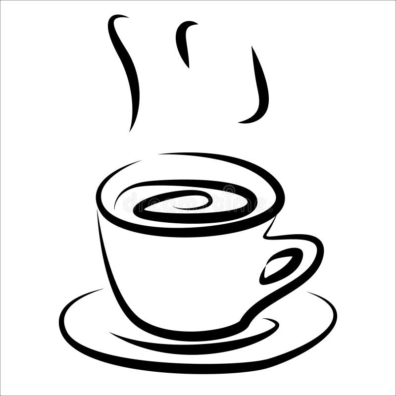 Cup of Hot Coffee Outline Vector Icon. Thin Line Black Cup of Hot ...