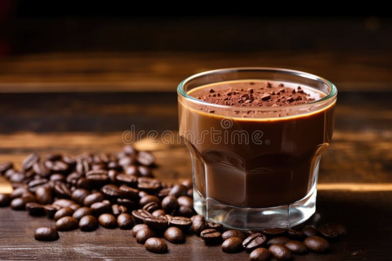 A Cup of Coffee Paired with Chocolate Pudding Stock Illustration ...