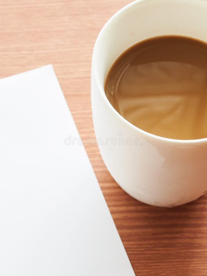 Cup of Coffee with Paper Note Stock Image - Image of desk, draw: 51883875