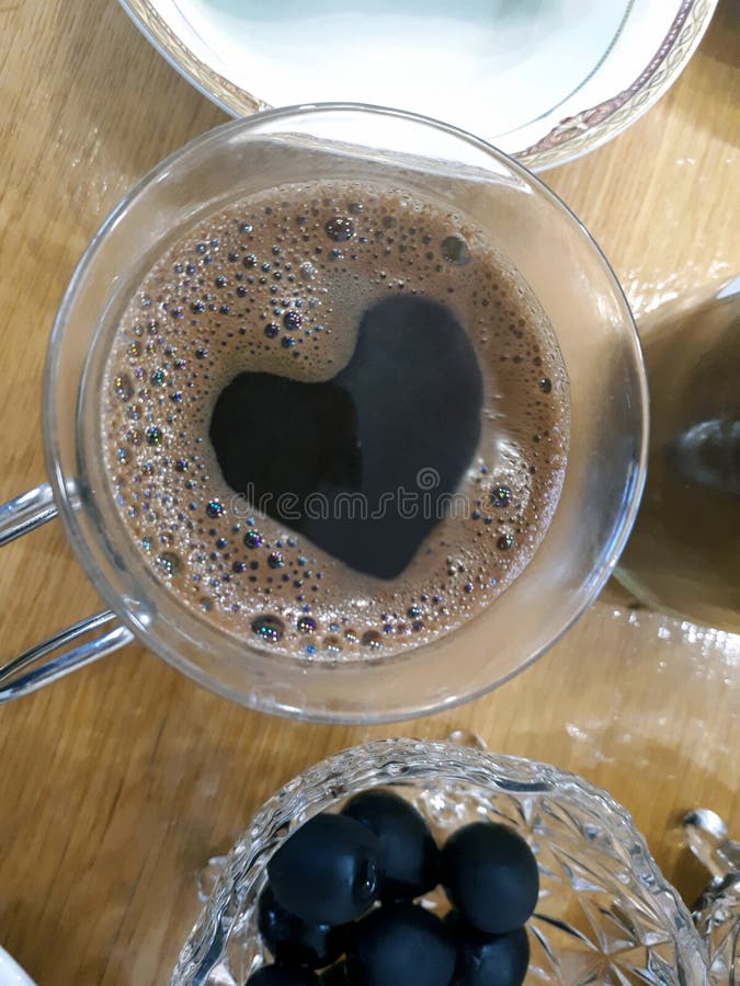 Cup of Coffee with a Pattern of Frothy Heart Stock Image - Image of ...