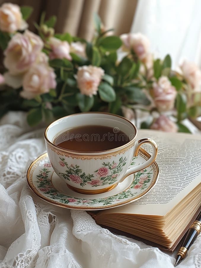 A Cup of Coffee beside a Pen and an Open Journal, Symbolizing ...