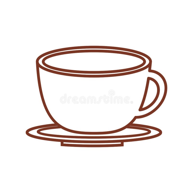 Cup Coffee Plate Utensil Outline Stock Vector - Illustration of food ...