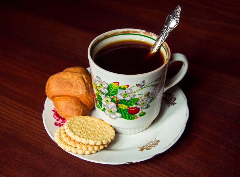 Cup of Coffee on a Plate in Soviet Style Stock Image - Image of food ...