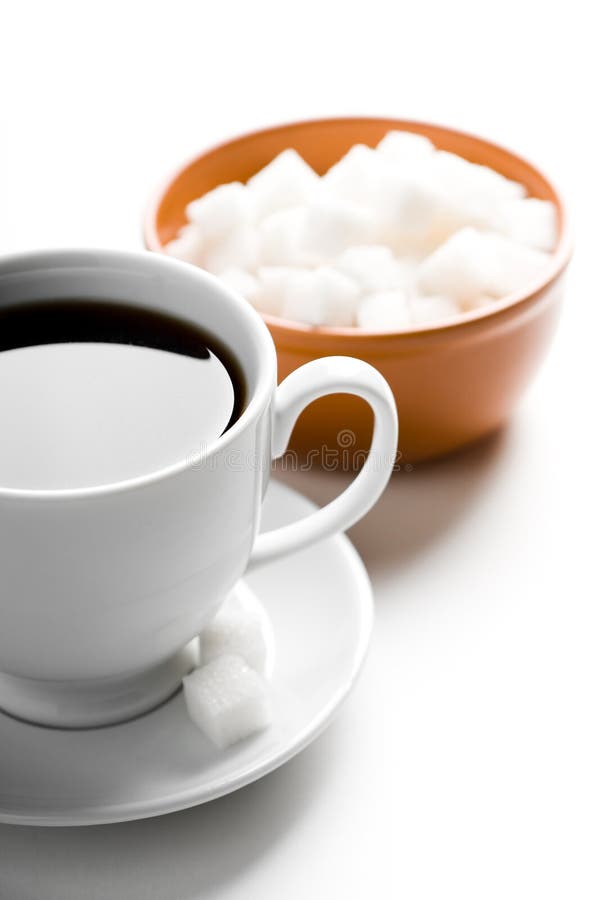 Cup of Coffee and Plate with Sugar Stock Photo - Image of beam, close ...