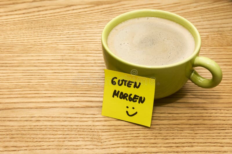 Cup of Coffee, Post-it Note Good Morning and Smiley Stock Image - Image ...