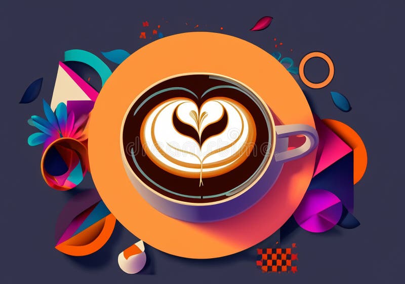 Cup of Coffee Poster Design, Geometric and Floral Elements Stock ...