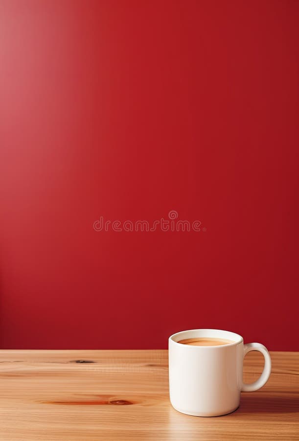Cup of Coffee on Red Background Copy Space Stock Illustration ...