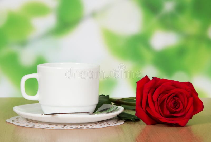 Cup of Coffee with a Red Rose Stock Photo - Image of passion, pretty ...