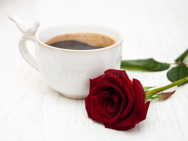 Cup Of Coffee And Red Roses Stock Image - Image of rose, fresh: 65860099