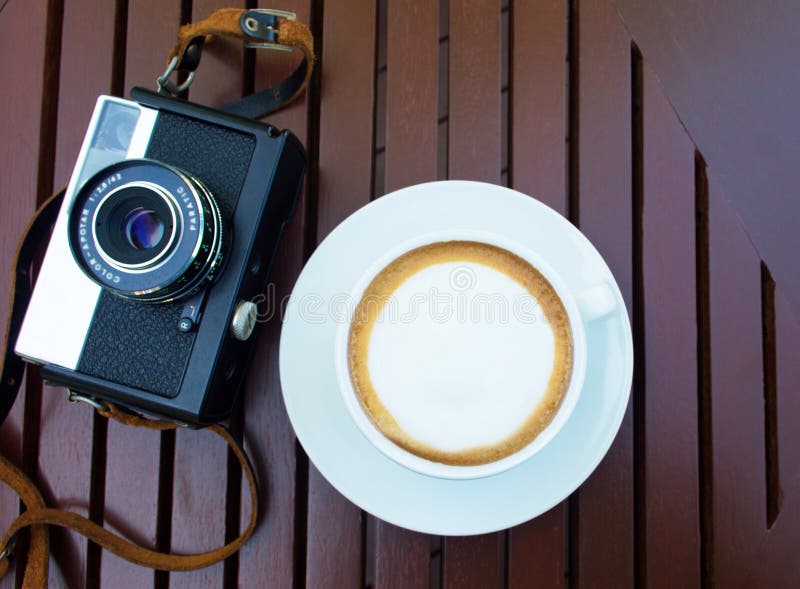 Cup of Coffee with Retro Camera Stock Image - Image of heart, liquid ...