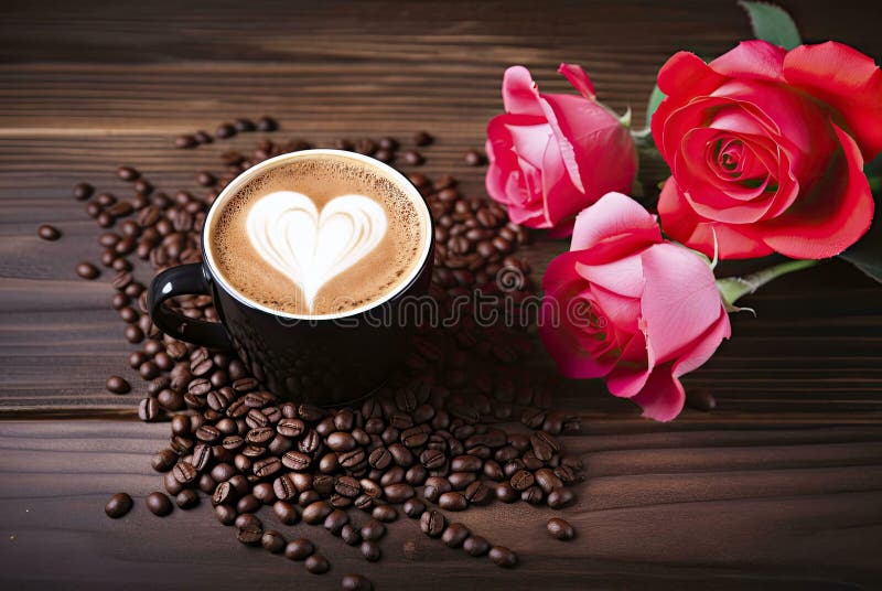 Cup of Coffee with Rose Cup of Coffee and Rose Cup of Coffee Stock ...