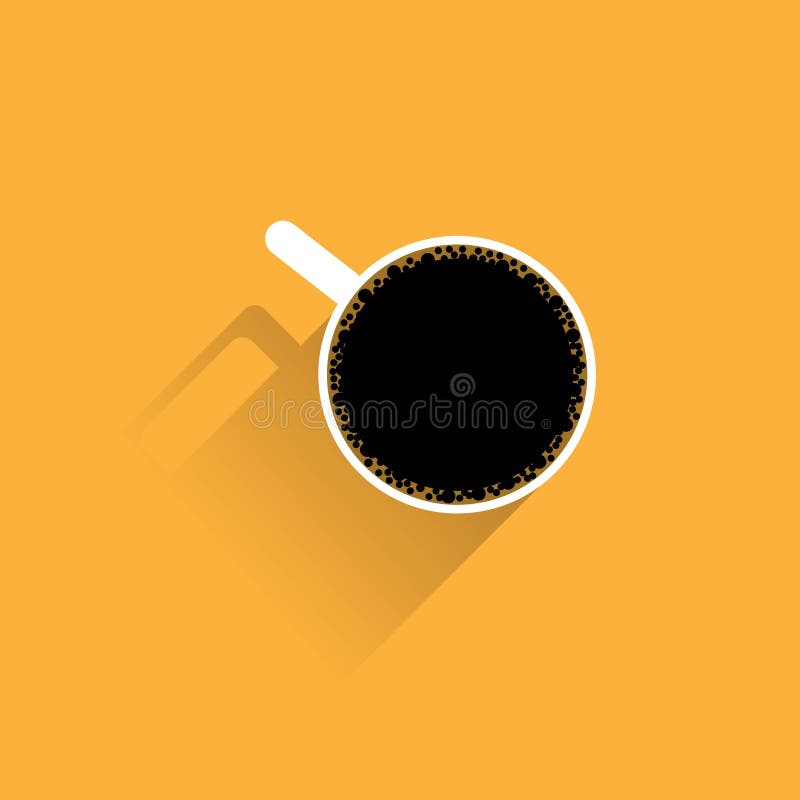 Cup of Coffee with Shadow Flat Style Top View Stock Vector ...