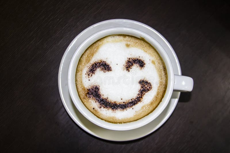 The Cup of Coffee with Smile on the Table. Smile. Be Happy with Coffe ...