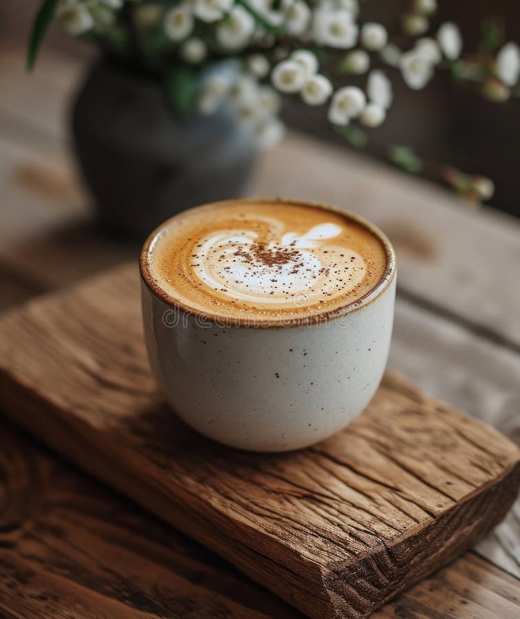 A Cup of Coffee with Some Coffee Latte Art on it Stock Photo - Image of ...