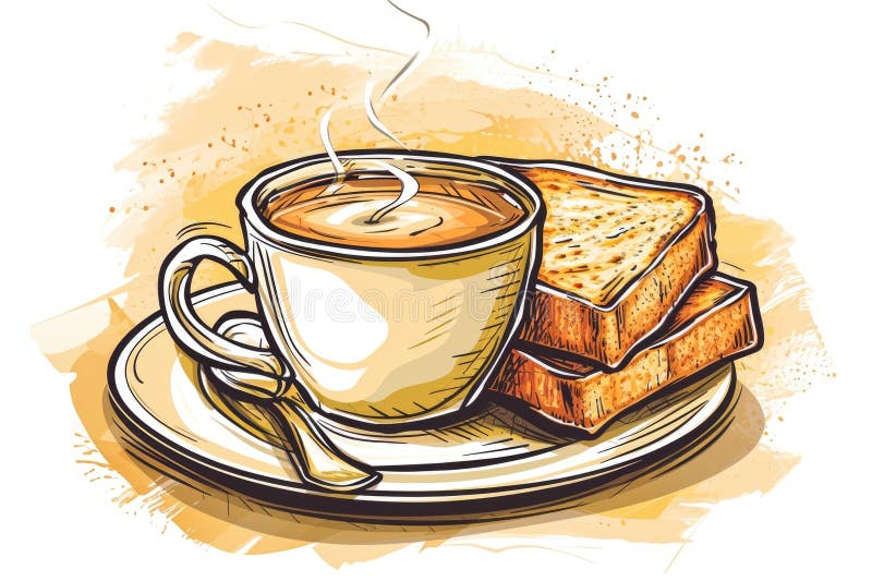 A Cup of Coffee and Some Toast on a Plate. Suitable for Breakfast or ...