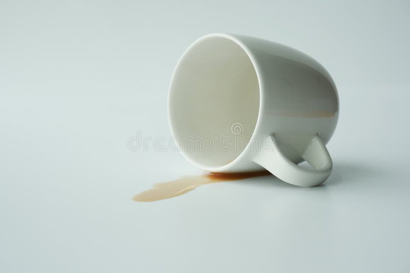 Cup of Coffee Spilled on White Bed Stock Photo - Image of leak, clean ...