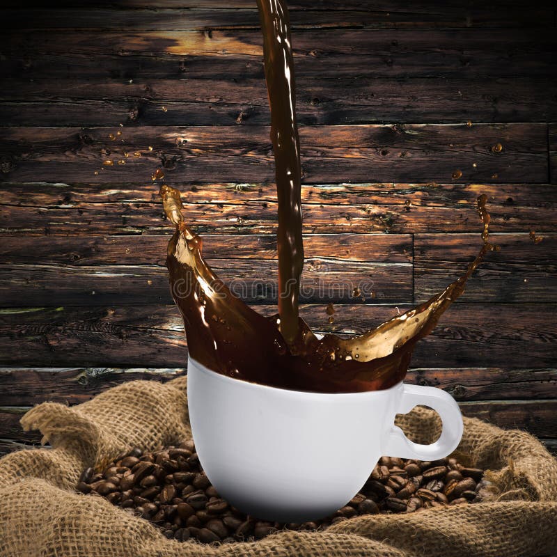 Cup of Coffee Splash stock photo. Image of fresh, beans - 51914822