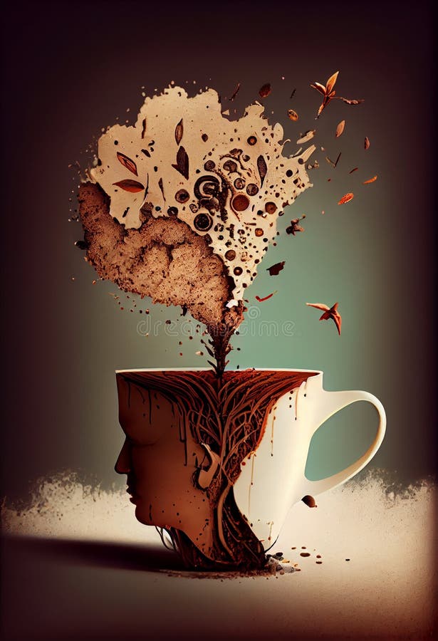 Cup of Coffee with a Splash Like a Brain Tree, Creative and Innovative ...
