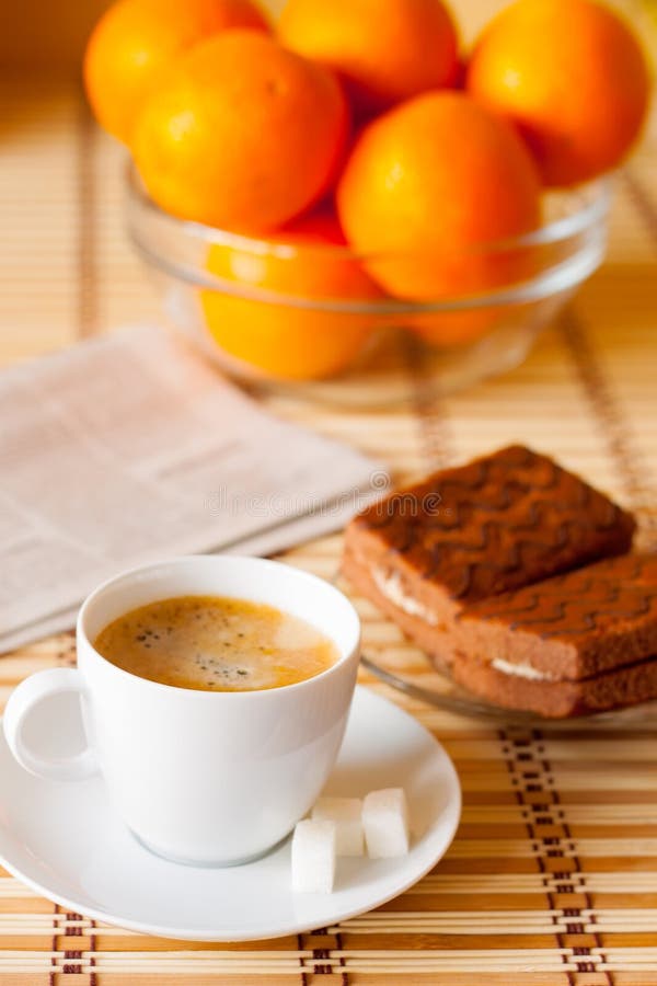 Cup of Coffee with Sponge Cake Stock Image - Image of morning, caffeine ...