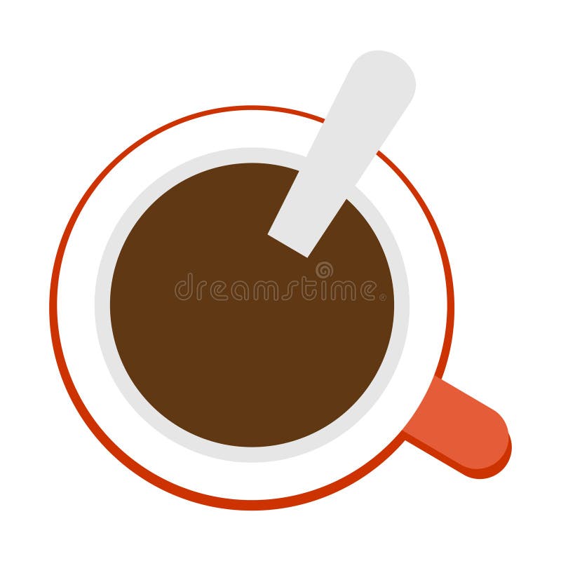 Cup of Coffee with Spoon Top View Icon Stock Vector - Illustration of ...