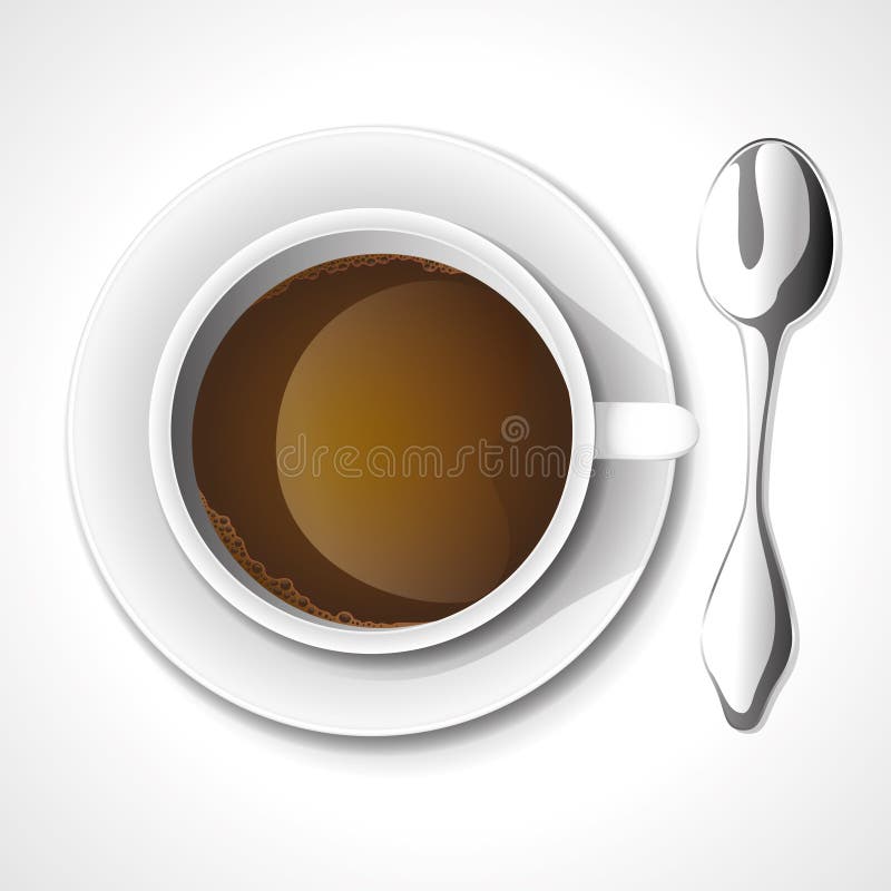 Cup of coffee and spoon. stock vector. Illustration of aroma - 34901366