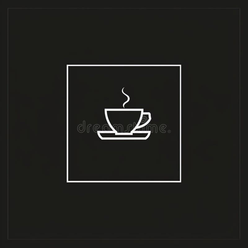Cup of Coffee in a Square, Black and White Logo, Flat Image, Minimalism ...