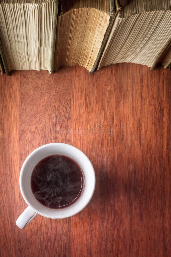 Cup of Coffee with Stack of Old Books Stock Image - Image of stand ...