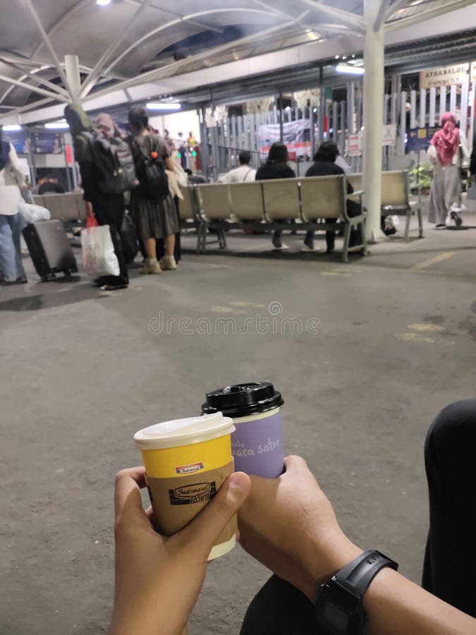 A Cup of Coffee at the Station Train with Watch Editorial Image - Image ...
