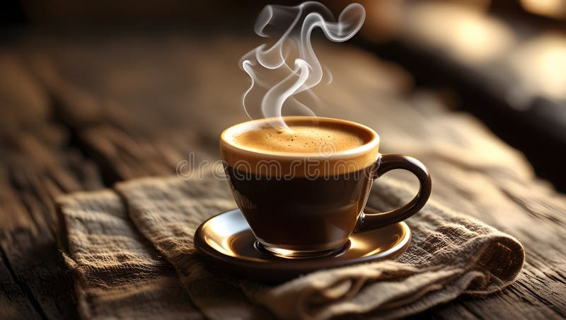 A Cup of Coffee with Steam Rising Stock Illustration - Illustration of ...