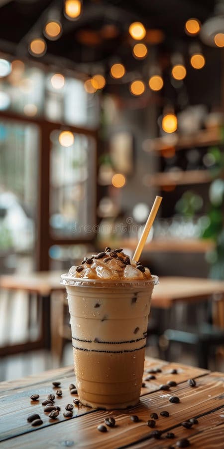 Cup of Coffee with Straw stock illustration. Illustration of morning ...