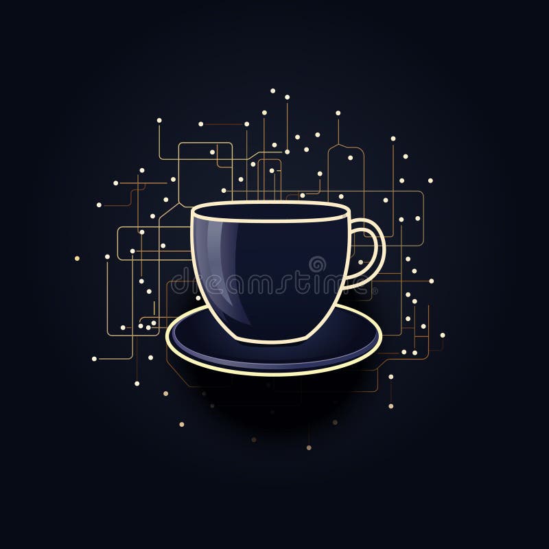 A Cup of Coffee Stylized As a Microcircuit on a Dark Background. Stock ...