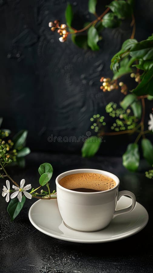 A Cup of Coffee Surrounded by Coffee Beans Stock Photo - Image of ...