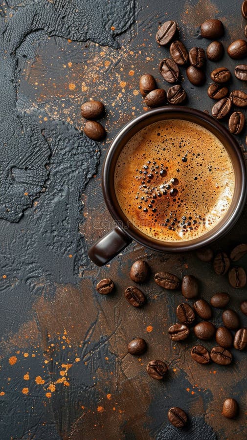 A Cup of Coffee Surrounded by Coffee Beans Stock Image - Image of ...