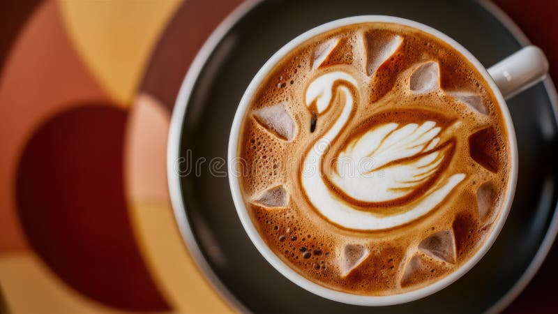 A Cup of Coffee with a Swan Design on Top, AI Stock Photo - Image of ...