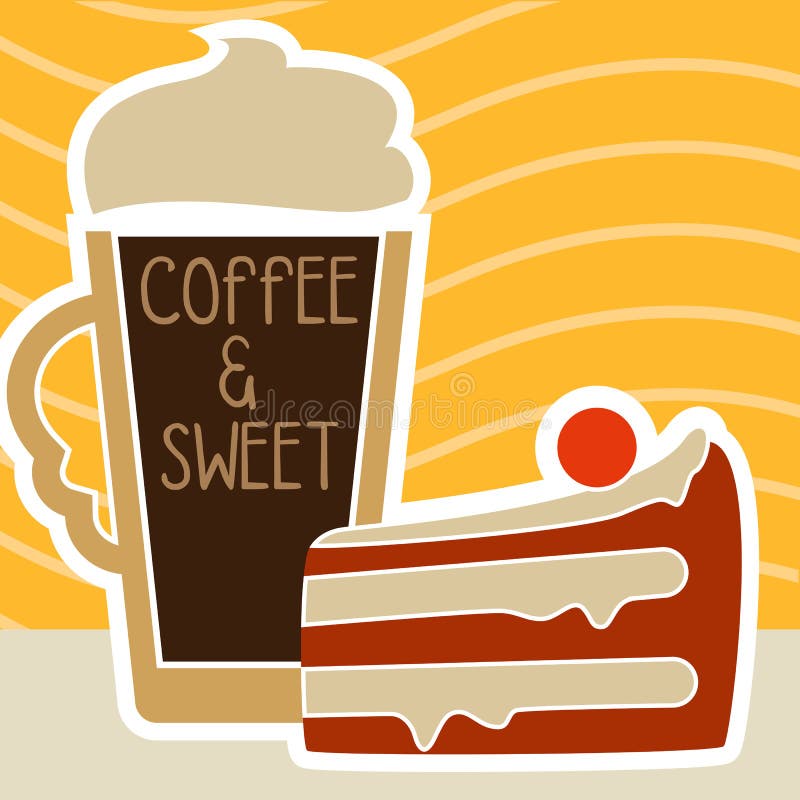 Cup of coffee and sweet stock vector. Illustration of object - 62345015