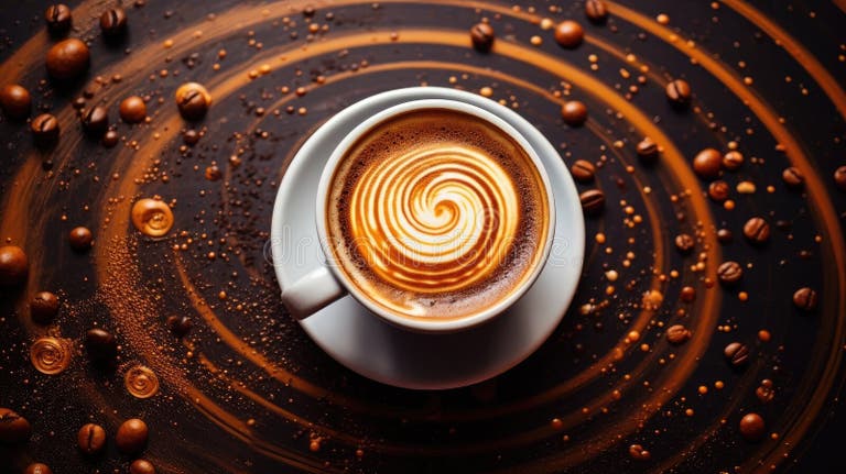 A Cup of Coffee with a Swirl Design on Top Stock Illustration ...