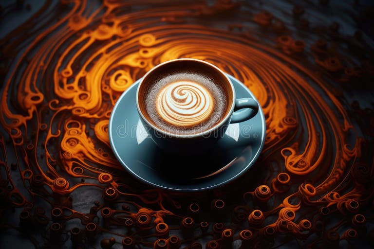 A Cup of Coffee with a Swirl in the Foam Stock Illustration ...