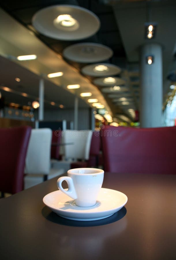 Cafeteria Table with Cup of Hot Coffee Stock Image - Image of eating ...