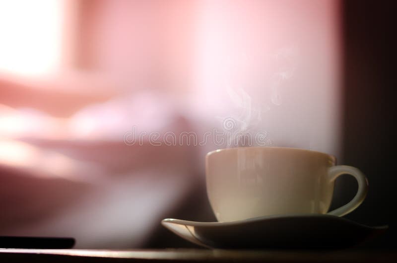 Cup of Coffee on Table in Cafe ,Morning Time ,morning Light Stock Photo ...