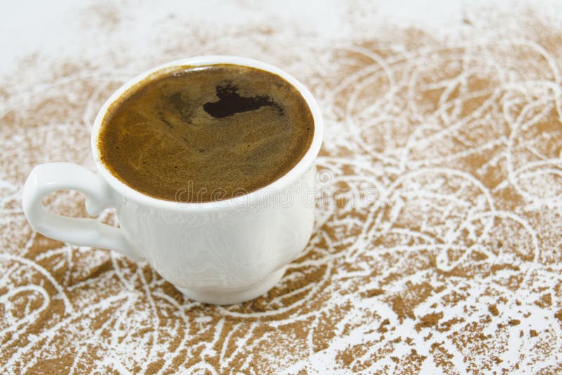 Cup of Coffee on a Table Covered with Coffee Grains Stock Photo - Image ...