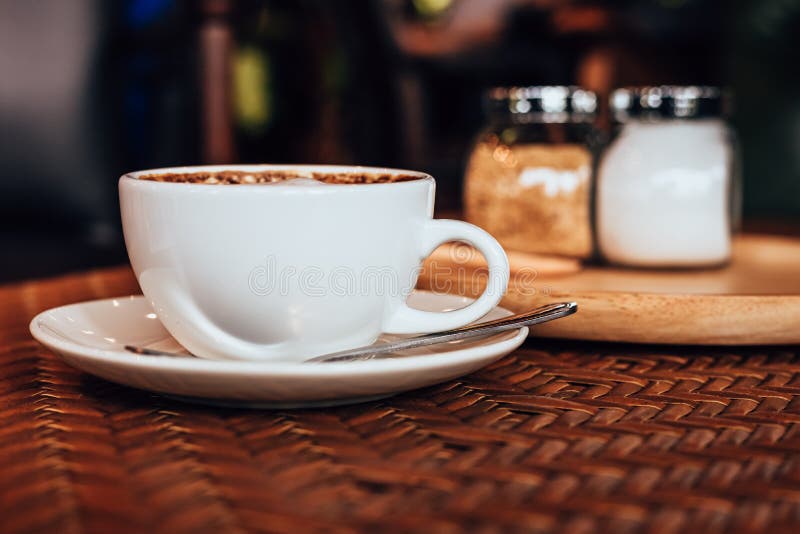 Cup of Coffee on Table in the Morning at Cafe Stock Image - Image of ...