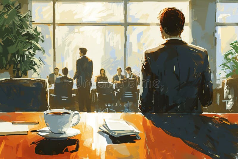 Cup of Coffee on the Table in the Office in the Background with Office ...