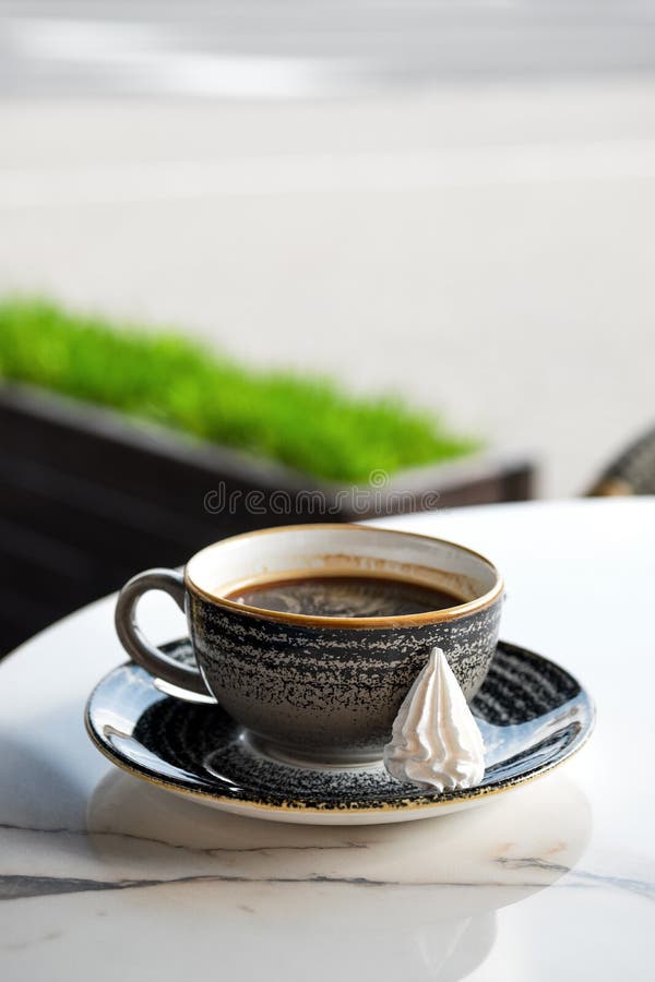 Cup of Coffee on the Table on Outdoor Terrace Stock Image - Image of ...