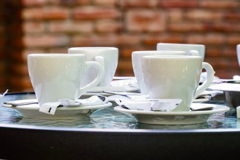 Cup of Coffee on the Table, Coffee Set Stock Photo - Image of flowering ...