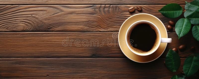 A Cup of Coffee on the Table. Top View, Style, Generative Ai Stock ...