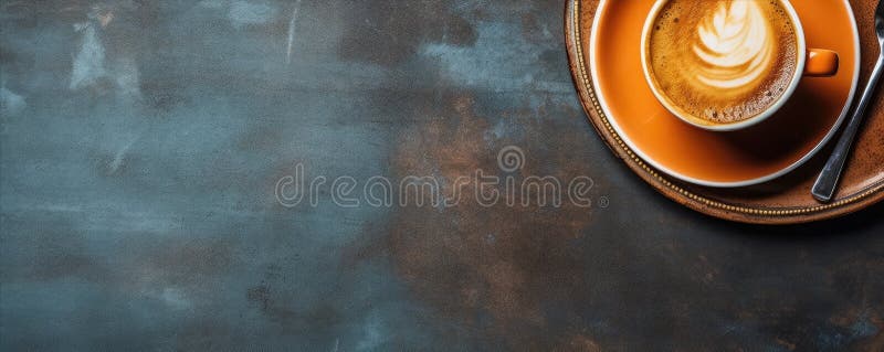 A Cup of Coffee on the Table. Top View, Style, Generative Ai Stock ...