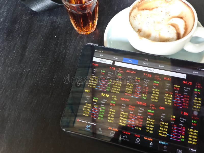 Cup of coffee and tablet editorial stock image. Image of detail - 37739034