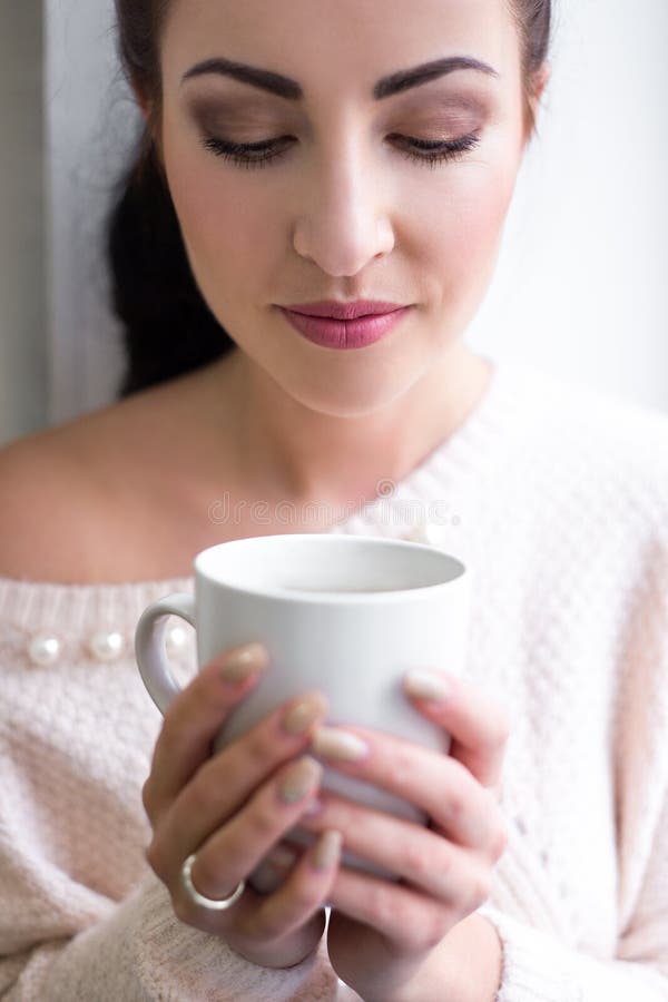 Cup of Coffee or Tea in Female Hands Stock Image - Image of drink ...